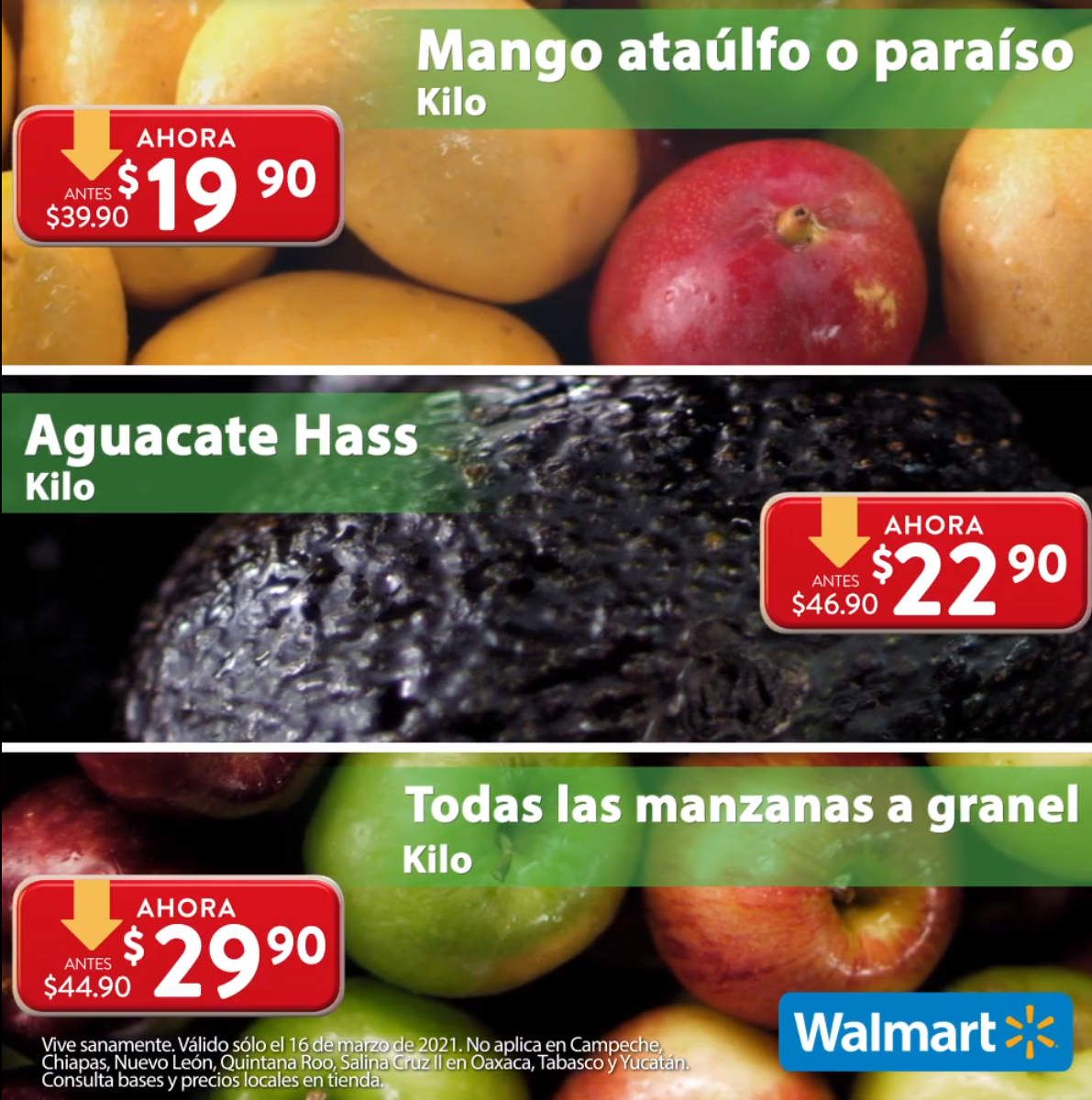 Walmart Fresh Martes 16 de marzo Mango Ataulfo ??Paraso $ 19.90 kg ...