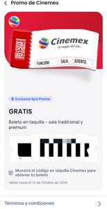 Spin Premia: Boleto Cinemex Gratis