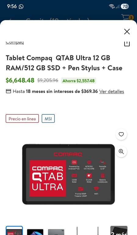 Qtab Ultra Compaq – Tablet 12.6 Android 15, 12GB/512GB at Sam's Club