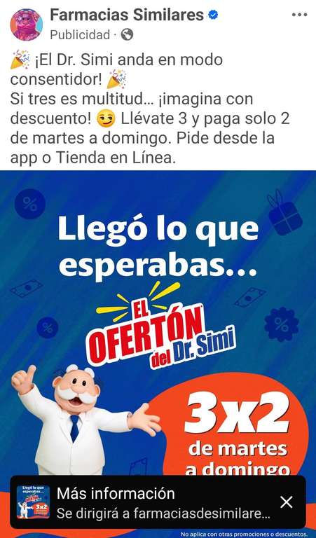 Dr Simi 3x2 en productos seleccionados de martes a domingo en CDMX ...