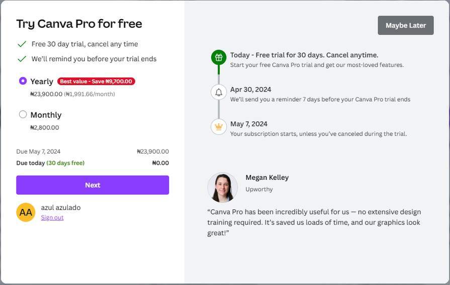 Canva Pro Anual, VPN Nigeria - promodescuentos.com